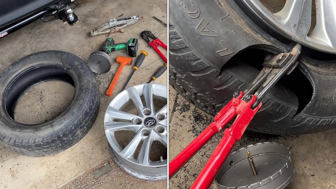 “removing tire” with SIMPLE TOOLS (without damaging rims) whole saw ...