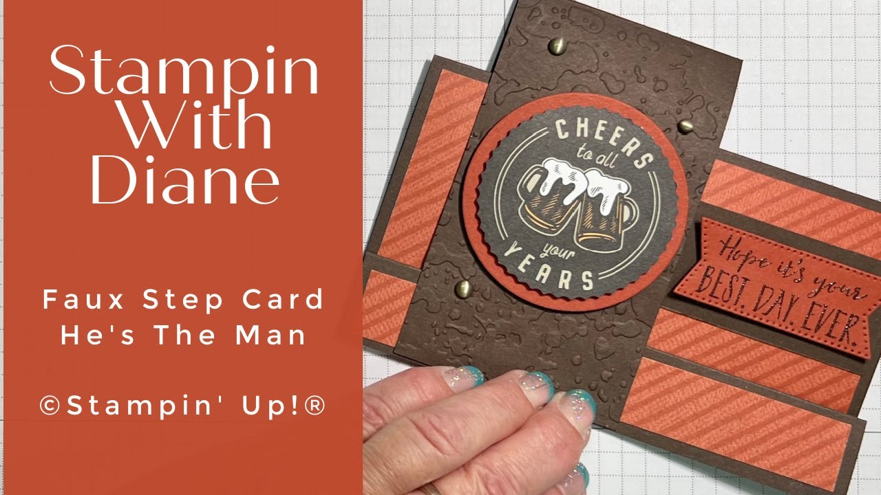 Online Free Class Faux Step Card using He's the Man Suite - YouTube