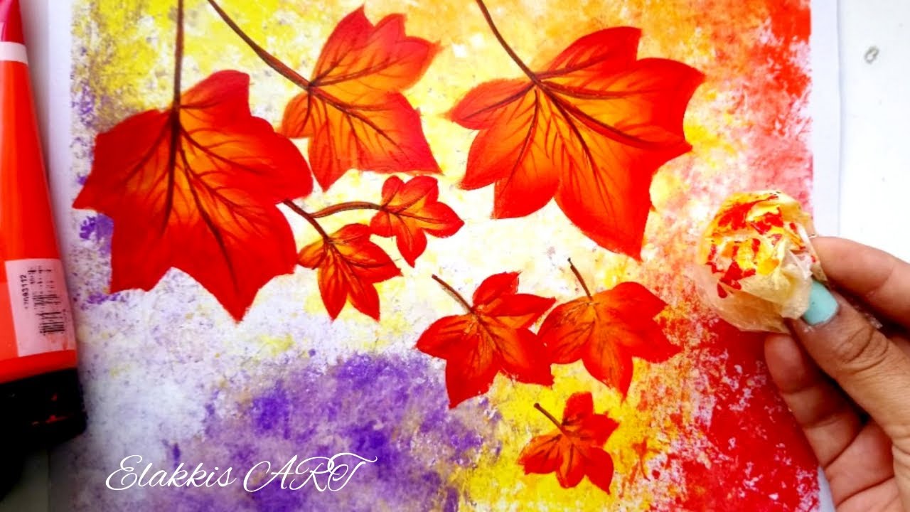 🍁How to Paint Maple Leaves I Easy Maple Leaves Painting I Autumn Fall ...