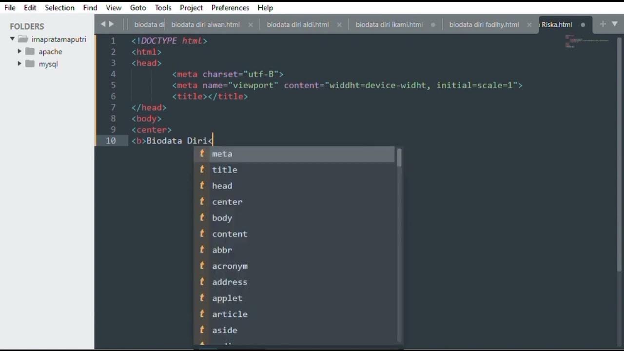 Pembuatan Biodata Diri #javascript - YouTube