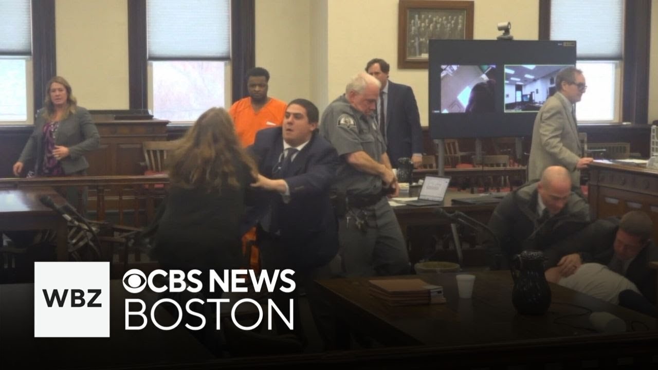 Brawl breaks out in Maine courtroom during murder sentencing - YouTube