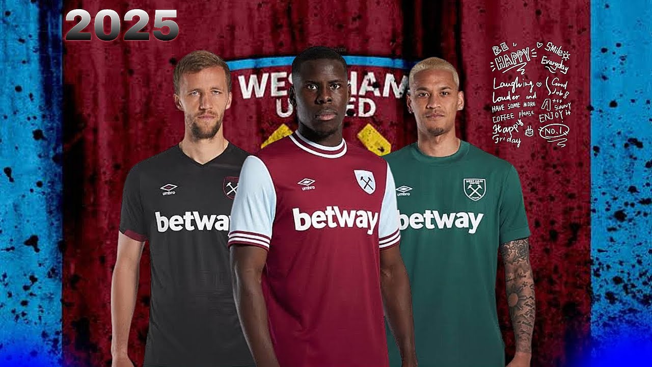 kit do West Ham 24/25 com o patch da Premier league - YouTube