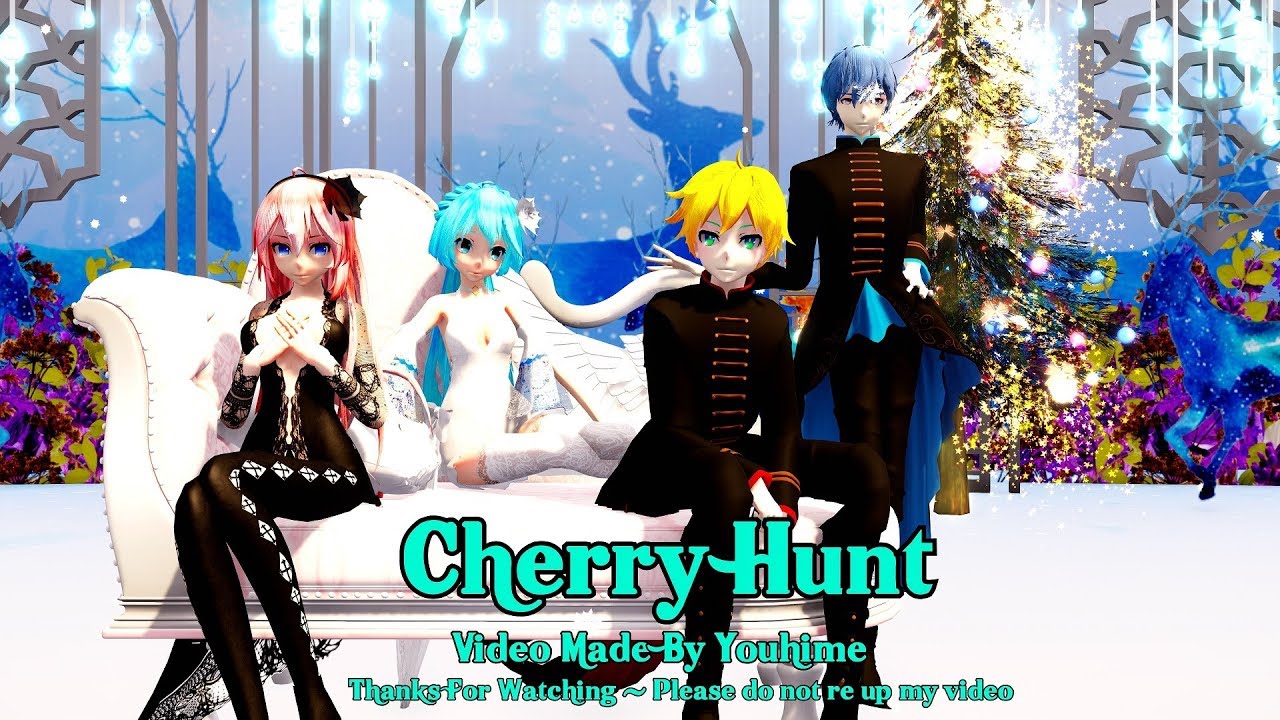 [MMD] Cherry Hunt チェリーハント [Miku Len Kaito Luka] - YouTube