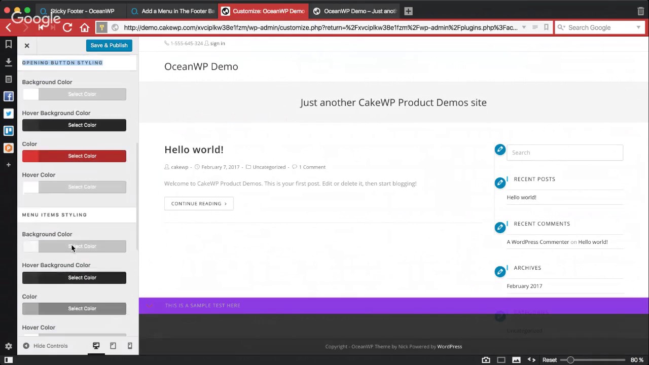Ocean Sticky Footer - OceanWP - YouTube