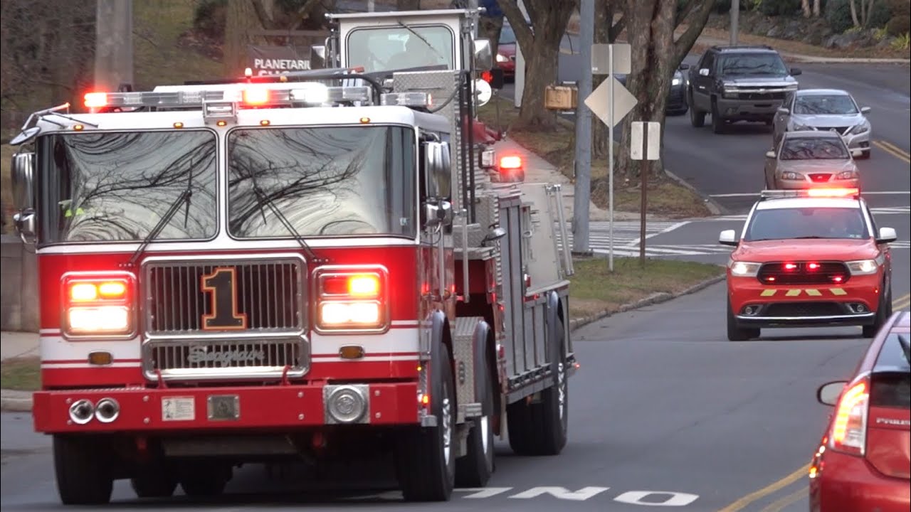 Reading Fire Department Ladder 1 & Car 3 Responding 1/27/24 - YouTube