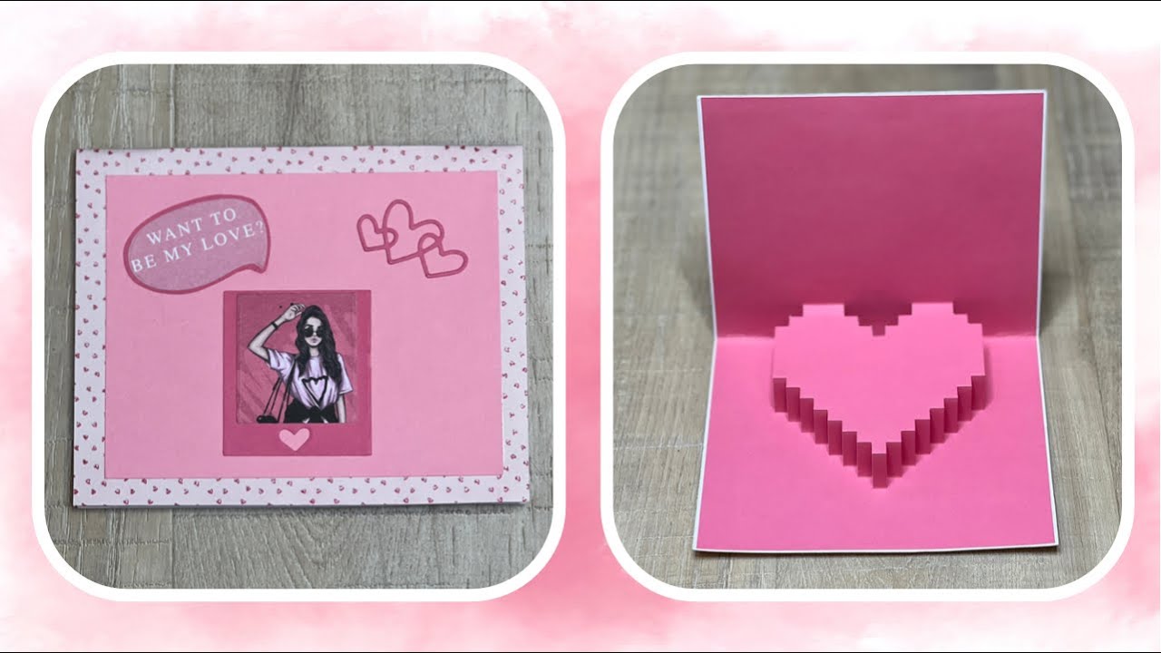 Pop-Up Heart Card 💖 Pixel Heart 3D Card - YouTube
