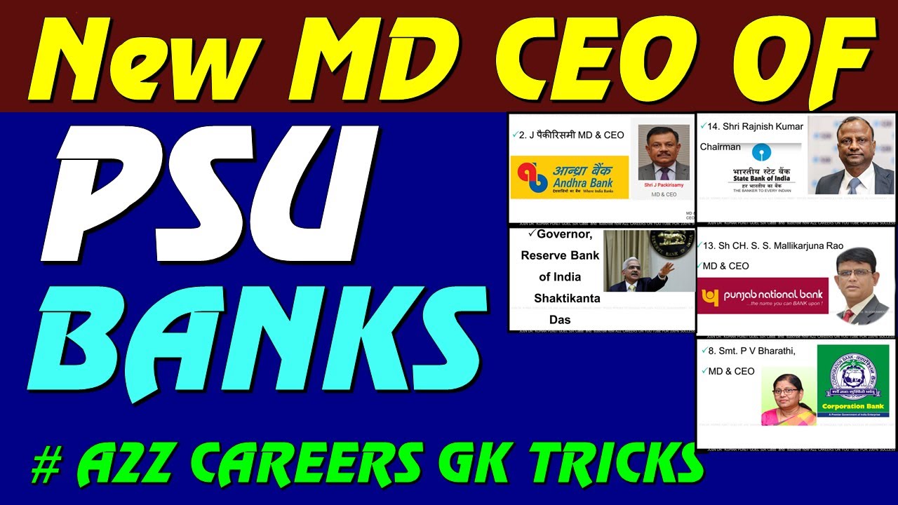 All New CEO MD of PSU Banks 27 FEB 2020 Tak | all bank new ceo | ceo of ...