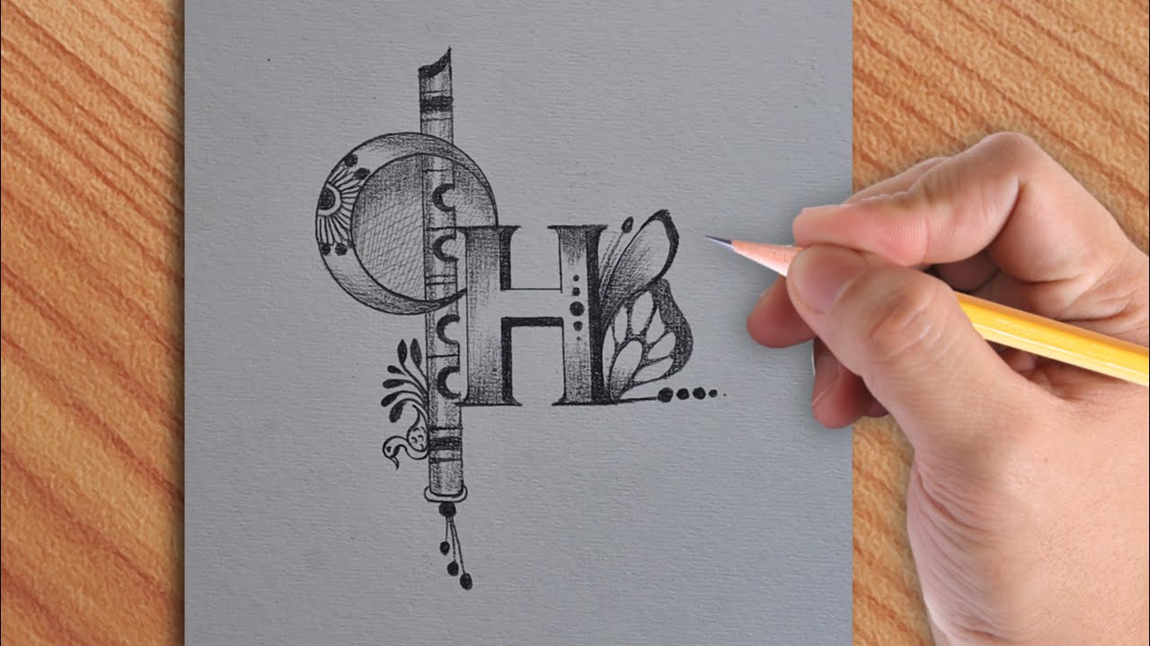 How to make amazing H letter tattoo drawing with pencil || best pencil ...