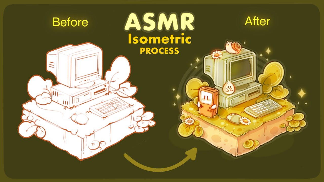 ASMR drawing isometric || Beginner guide to draw isometric in Procreate ...