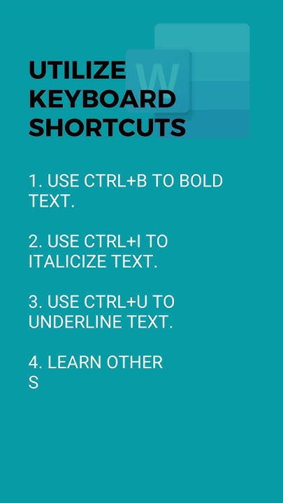 Word Tip 5: Utilize Keyboard Shortcuts#tech #word #worddocument - YouTube