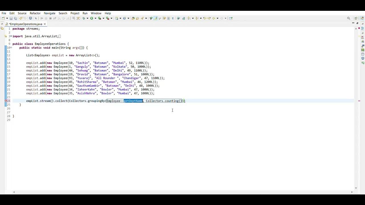 Java 8 Stream API program to find out the department which has the highest number of employees ...
