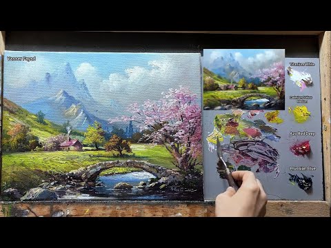 How I Paint Landscape Just By 4 Colors Oil Painting Landscape Step By ...