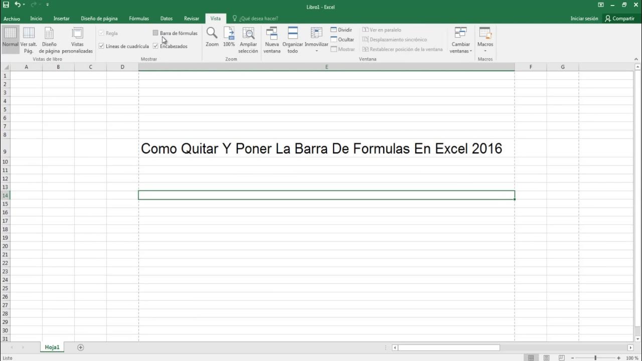 Como Quitar Y Poner La Barra De Formulas En Excel 2016 - YouTube