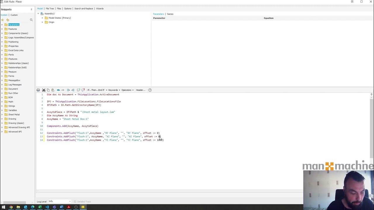 Placing A Component Using Autodesk Inventor Ilogic Youtube