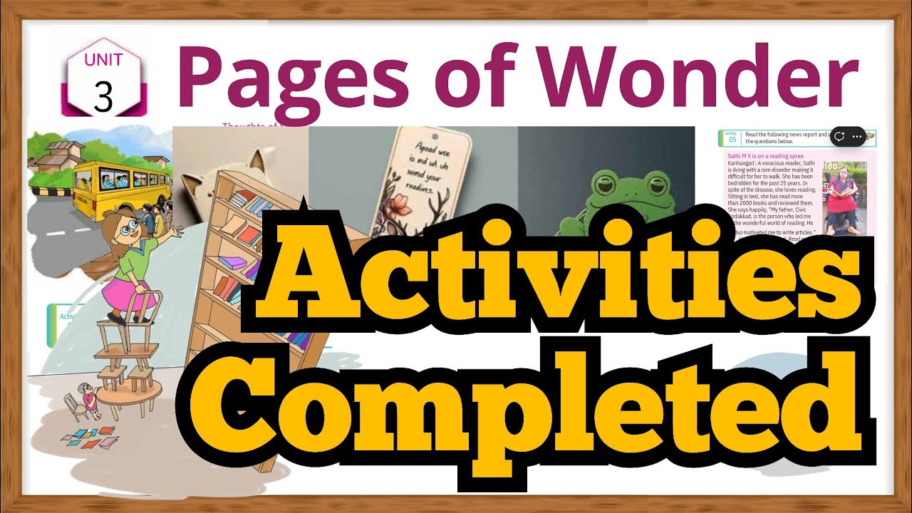 CLASS 4|Unit 3|Pages of Wonder|ACTIVITIES completed|Craft ideas ...