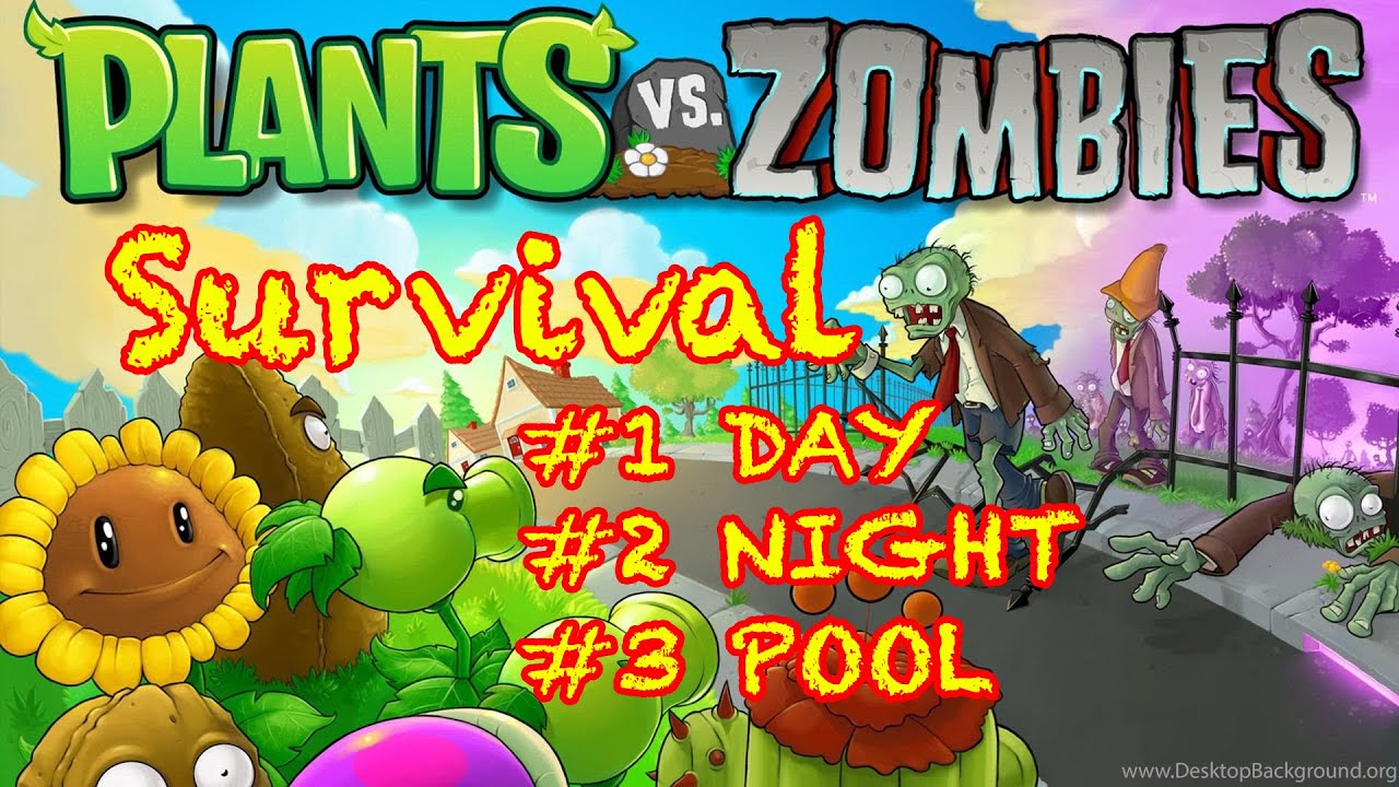 Plants vs. Zombies 1 - Gameplay Walkthrough Part 2 - Survival 1-3 DAY ...
