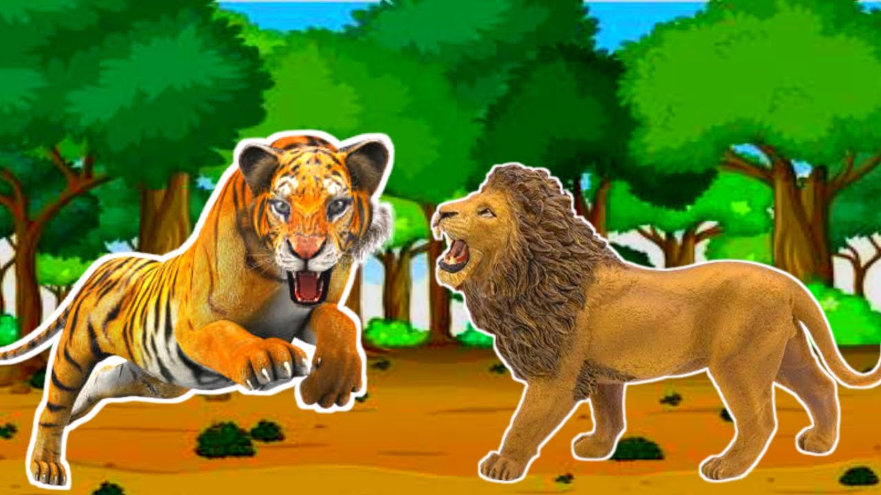 Tiger VS Lion Fight Animation || Animal 3D Animation Video || Cartoon ...