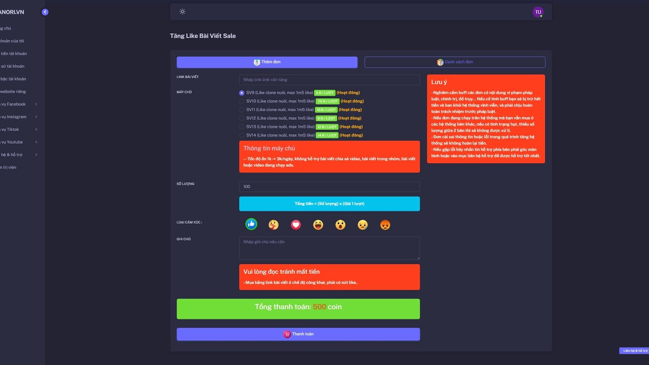 CÁCH TẠO WEBSITE BÁN DVFB TỰ ĐỘNG API QUA SUBGIARE.VN , NẠP TỰ ĐỘNG , GIAO DIỆN ĐẸP | ANORI.VN ...