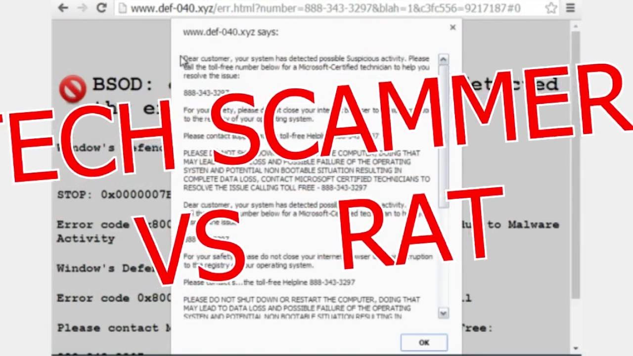 WINDOWS TECH SCAMMER VS RAT (popup scammer) - YouTube