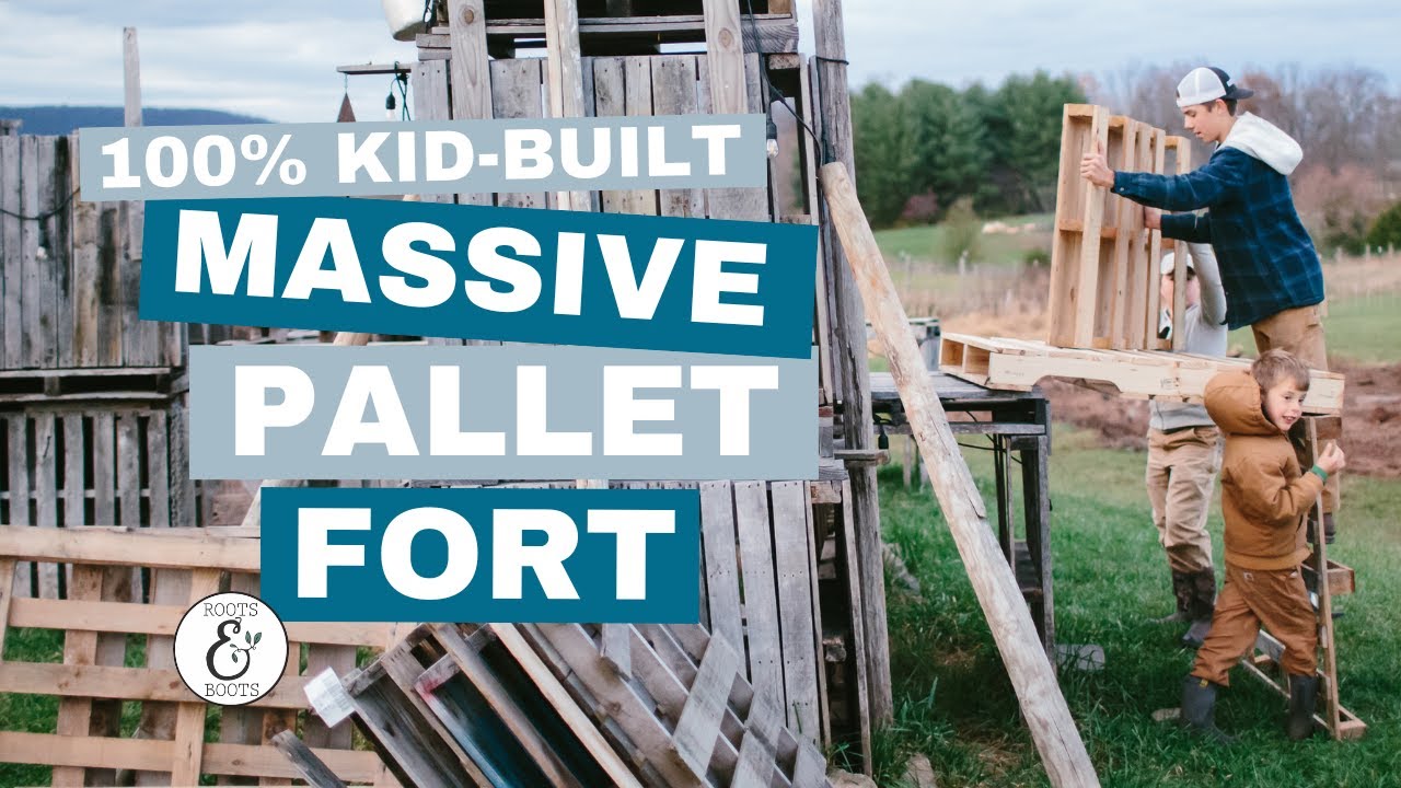My Kids Built This Massive Pallet Fort | Homestead Kids - YouTube