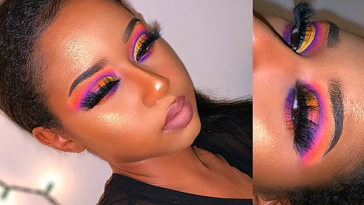 Colorful Makeup Tutorial | Gradient Cut Crease | Makeup for WOC - YouTube