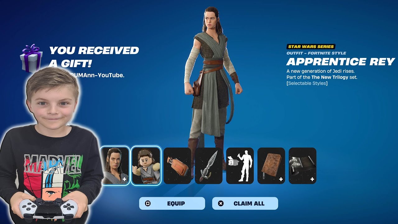 Gifting My Kid The NEW Fortnite Skin Bundle Unlocking APPRENTICE REY ...