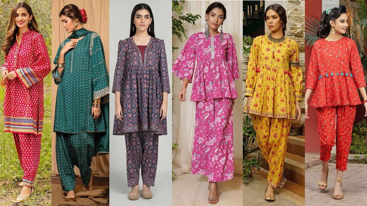 Stylish 2 Piece Full Printed dresses design For Girls/Full same Suit ...