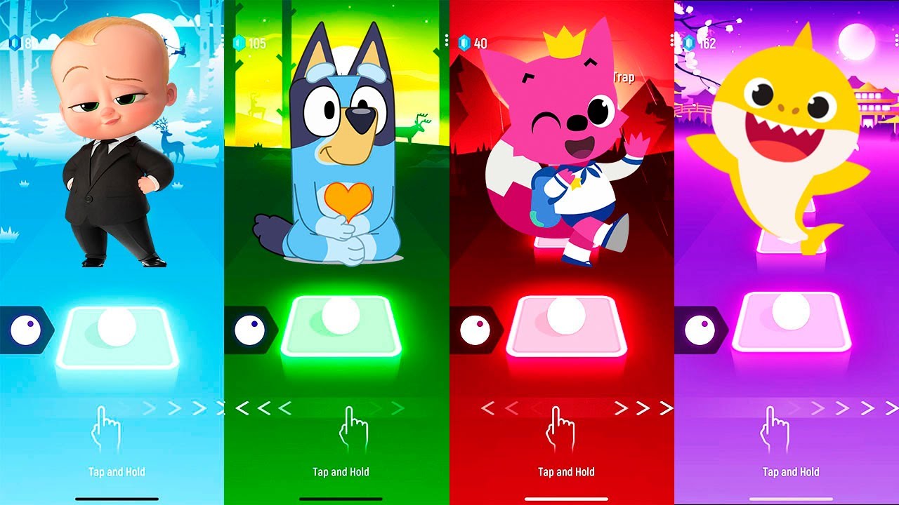 Boss Baby - Bluey - Pinkfong - Baby Shark | Tiles Hop EDM Rush - YouTube