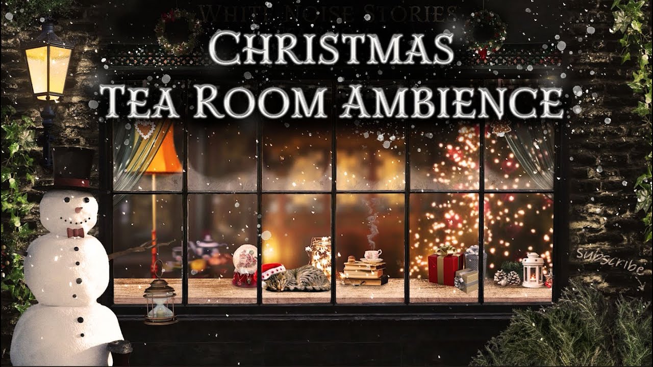 Christmas Tea Room Ambience 🎄 Distant Chatter & Cozy Crackling ...