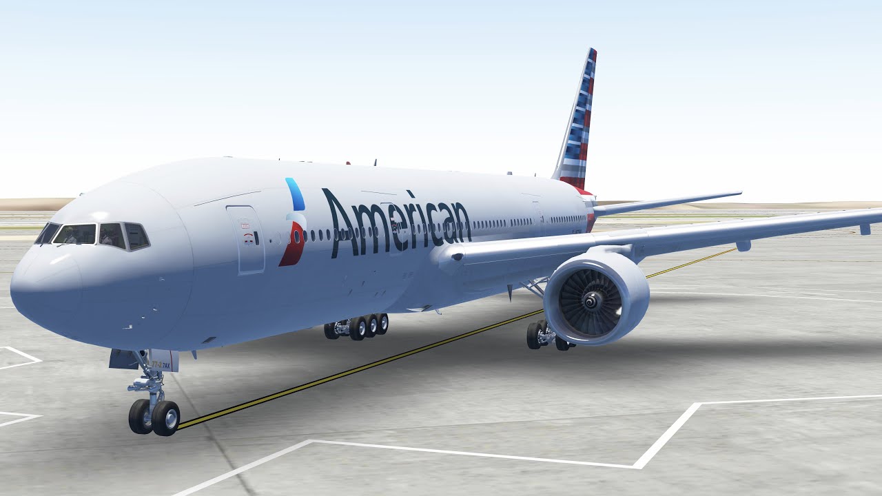 American B777 - 20.1 Rework, MIA-PBI, GREAT TAKEOFF - YouTube