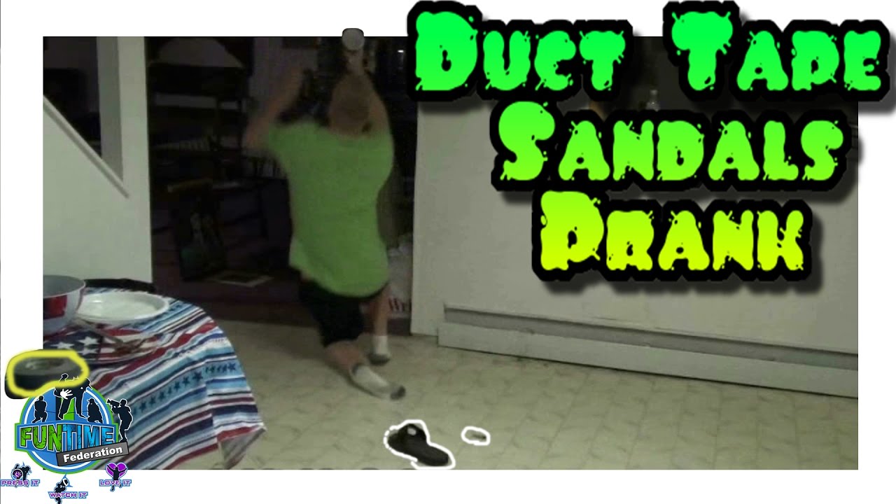 Revenge Duct Tape Sandals Prank - YouTube