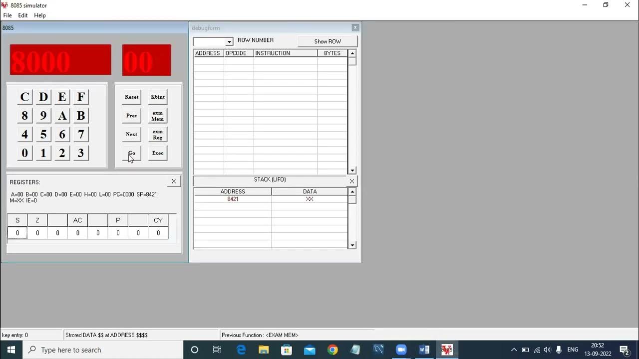 8085 execution using 8085 simulator - YouTube