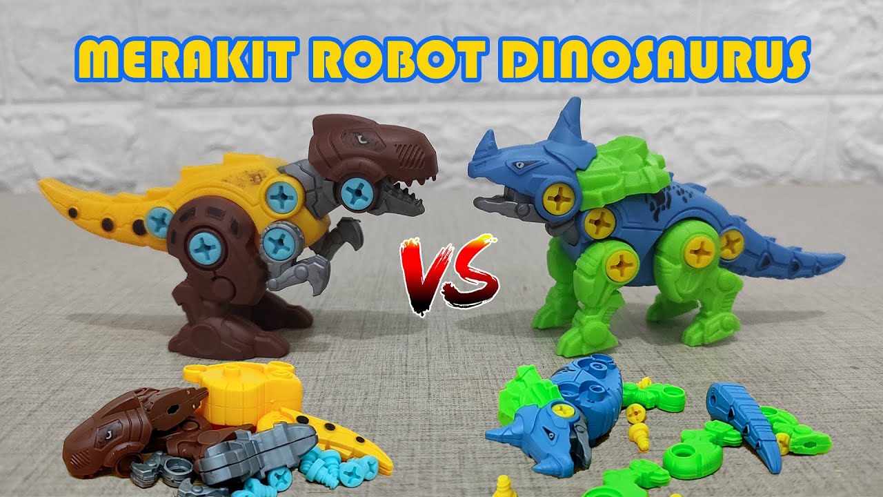 MERAKIT ROBOT DINOSAURUS T-REX & TRICERATOPS | ROBOT DYNOSAURS - YouTube