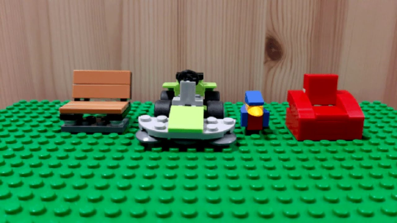 lego building tutorial ( lawn mower, parrot, armchair, bench.) - YouTube