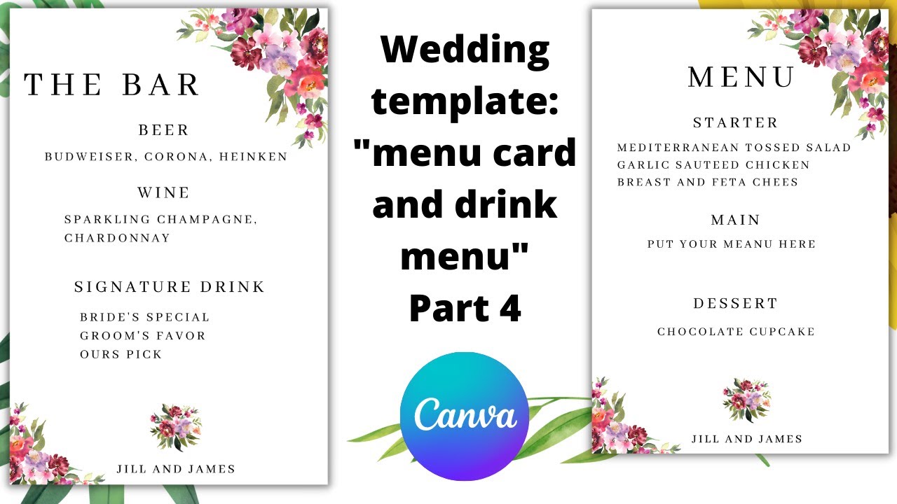 Wedding Invitation Part 4 | Food and Drink Menu| Wedding Invitation ...