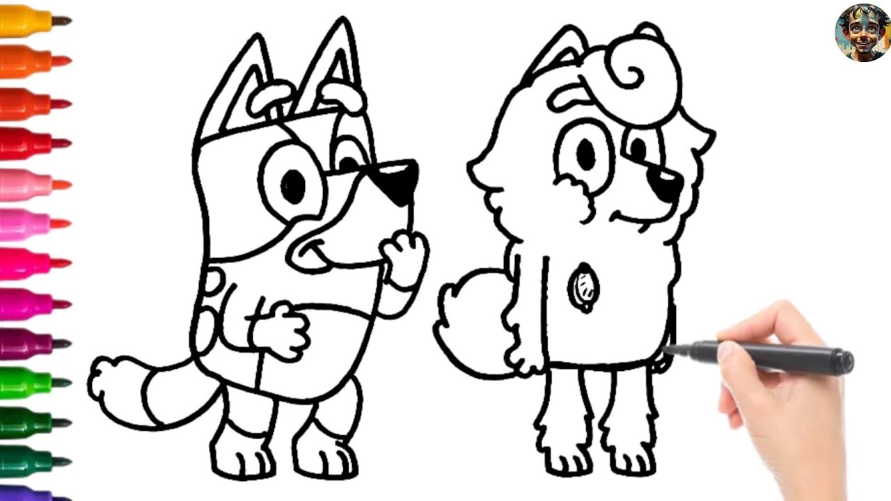 Drawing Bluey characters | Drawing Bluey and Wendy for kids | Bluey ...