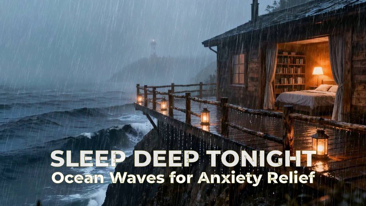 🔴 12 Hours Deep Emotional Calm Rainy Cliff Cabin with Ocean Waves for ...