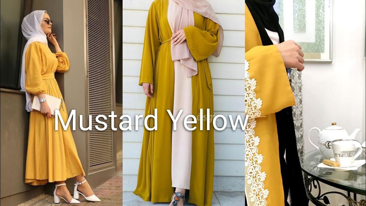 Mustard Yellow Maxi & Abaya Design Lace Burka Abaya Style ...
