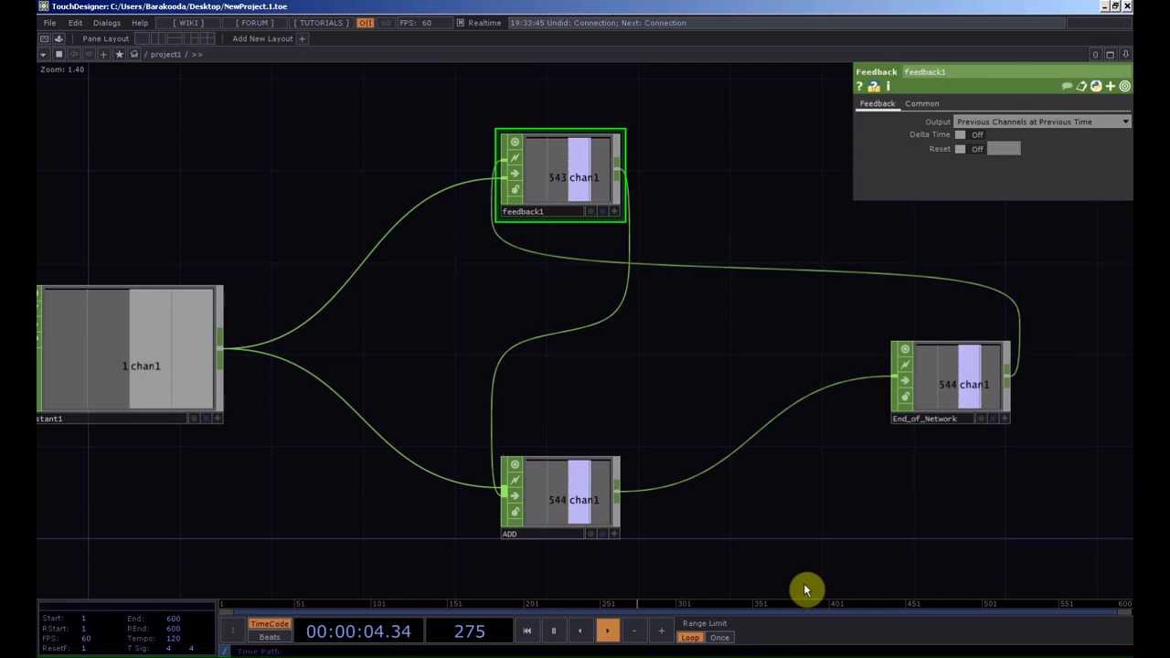 Feedback Chop Node simple example. - YouTube