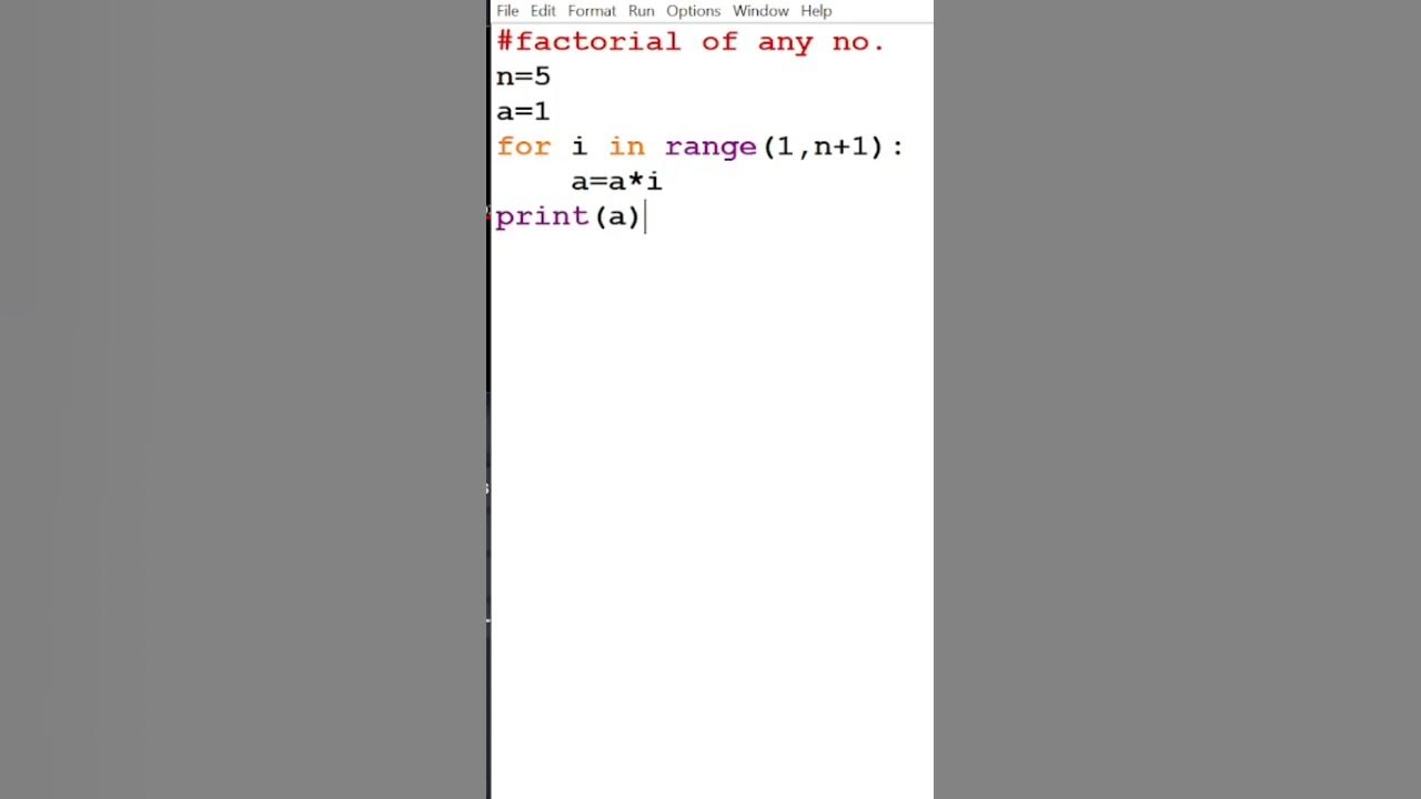 Factorial Of Any No Saralprogramming Python Coding Shorts Youtube