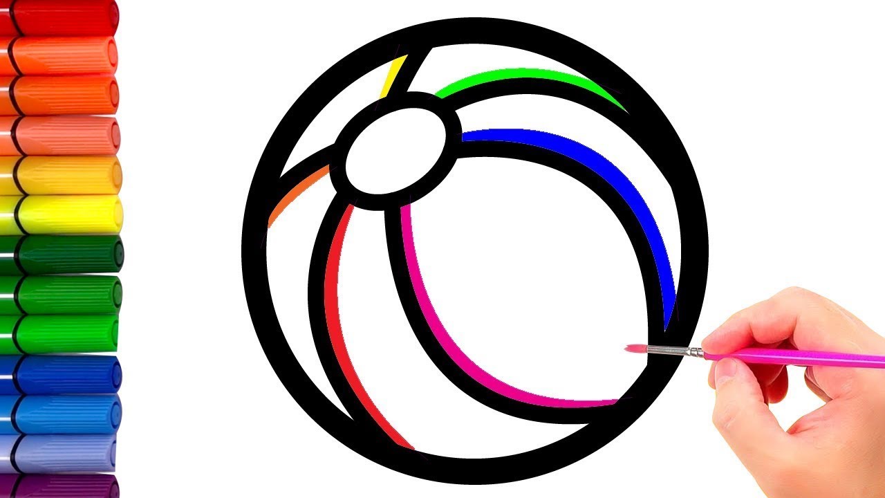 How to draw ball for kids and color rainbow? - YouTube