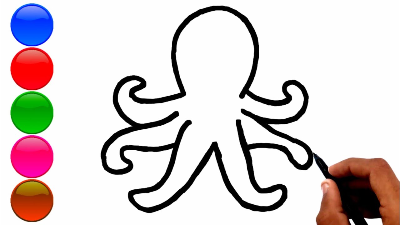 Octopus Drawing and Coloring for Kids and Toddlers | How to draw ...
