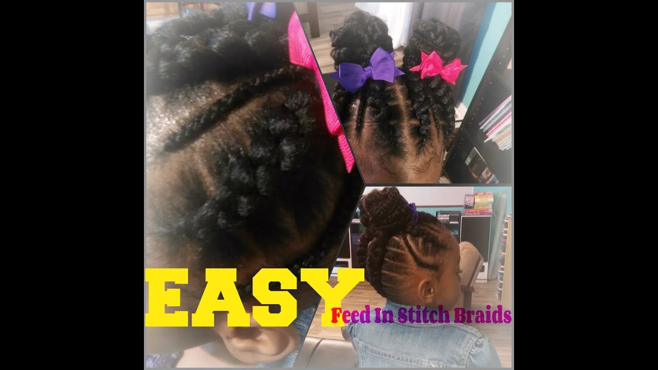 FEED IN STITCH BRAID UPDO|RUBBERBAND METHOD| - YouTube