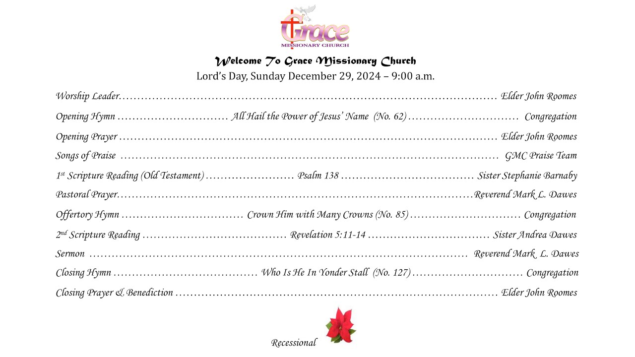 Worship Service, Sunday, 29 December 2024 - YouTube