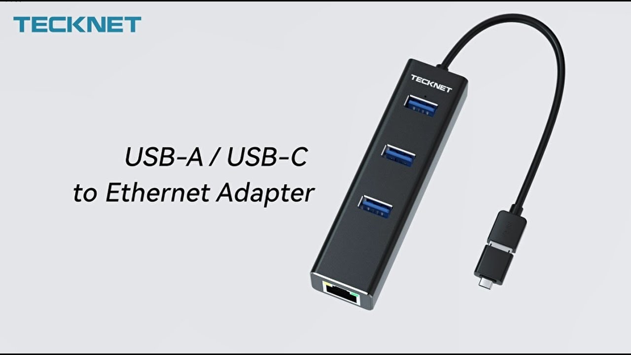 TECKNET USB to Ethernet Adapter, USB C to Ethernet, Aluminum 3 Port USB ...