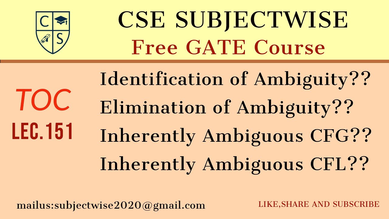 Lec 151 Inherently Ambiguous Grammar || Inherently Ambiguous Language ...