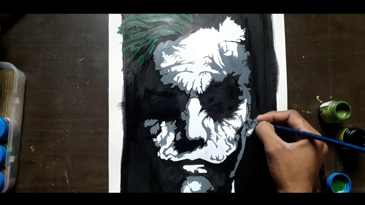 The joker painting with acrylic colors - YouTube
