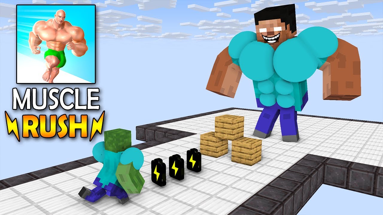 Monsters & Herobrine: MUSCLE RUSH RUN CHALLENGE 2 - Minecraft Animation ...