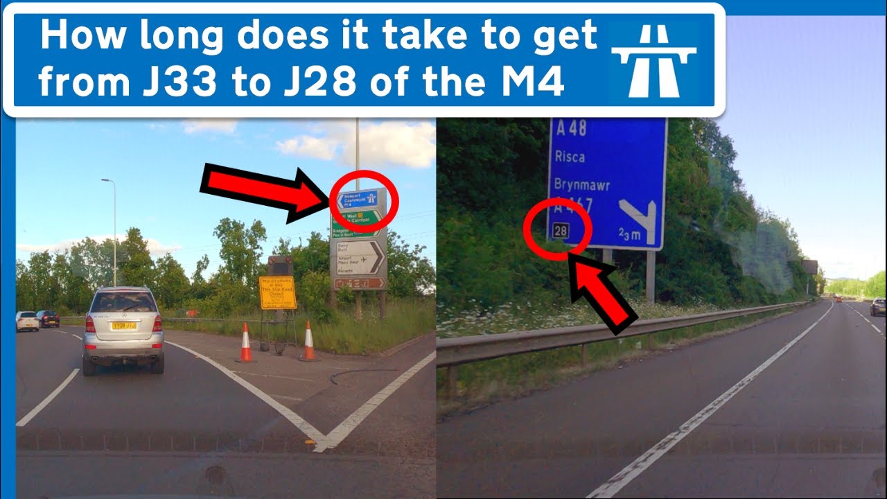 How long does it take to drive from J33 to J28 of the M4? - YouTube