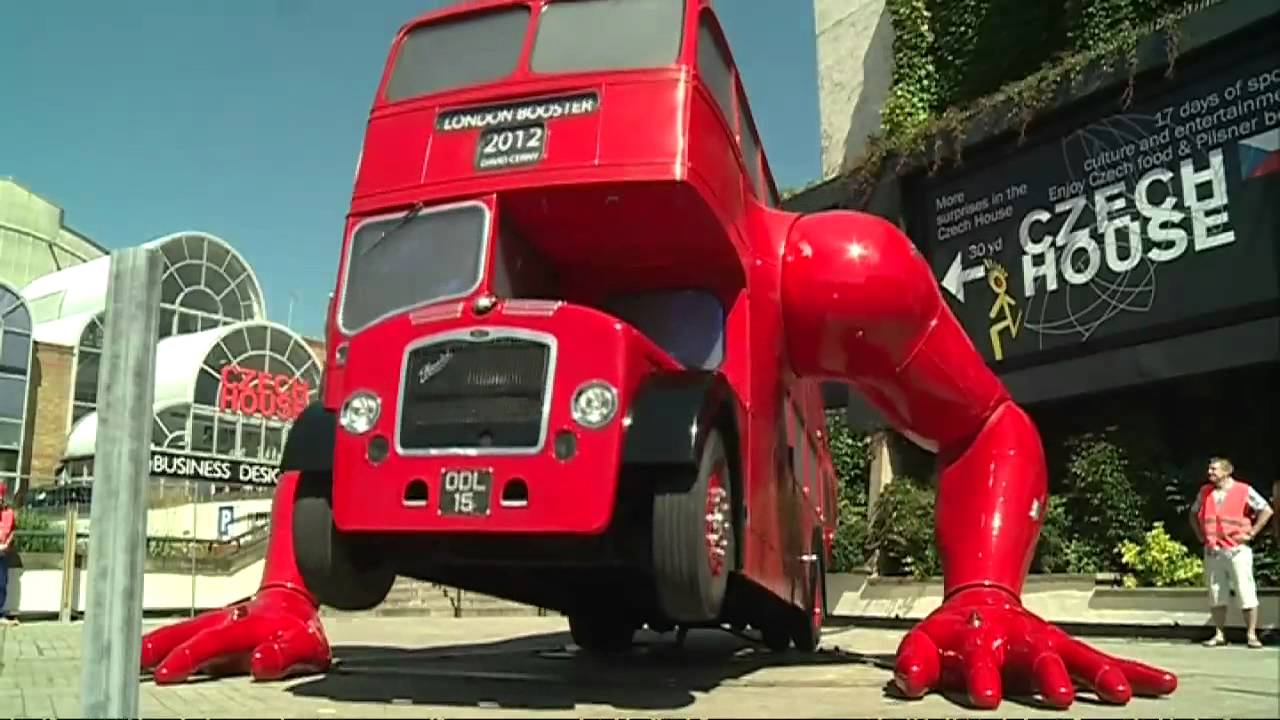 London bus does push ups in Islington for the Olympics - YouTube